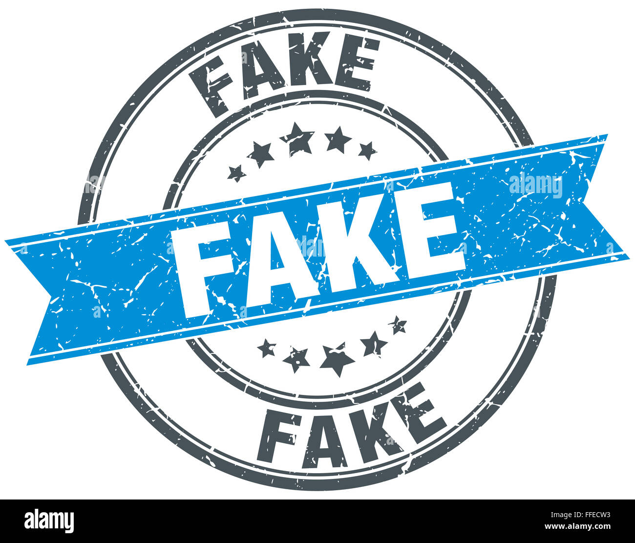 fake blue round grunge vintage ribbon stamp Stock Photo - Alamy