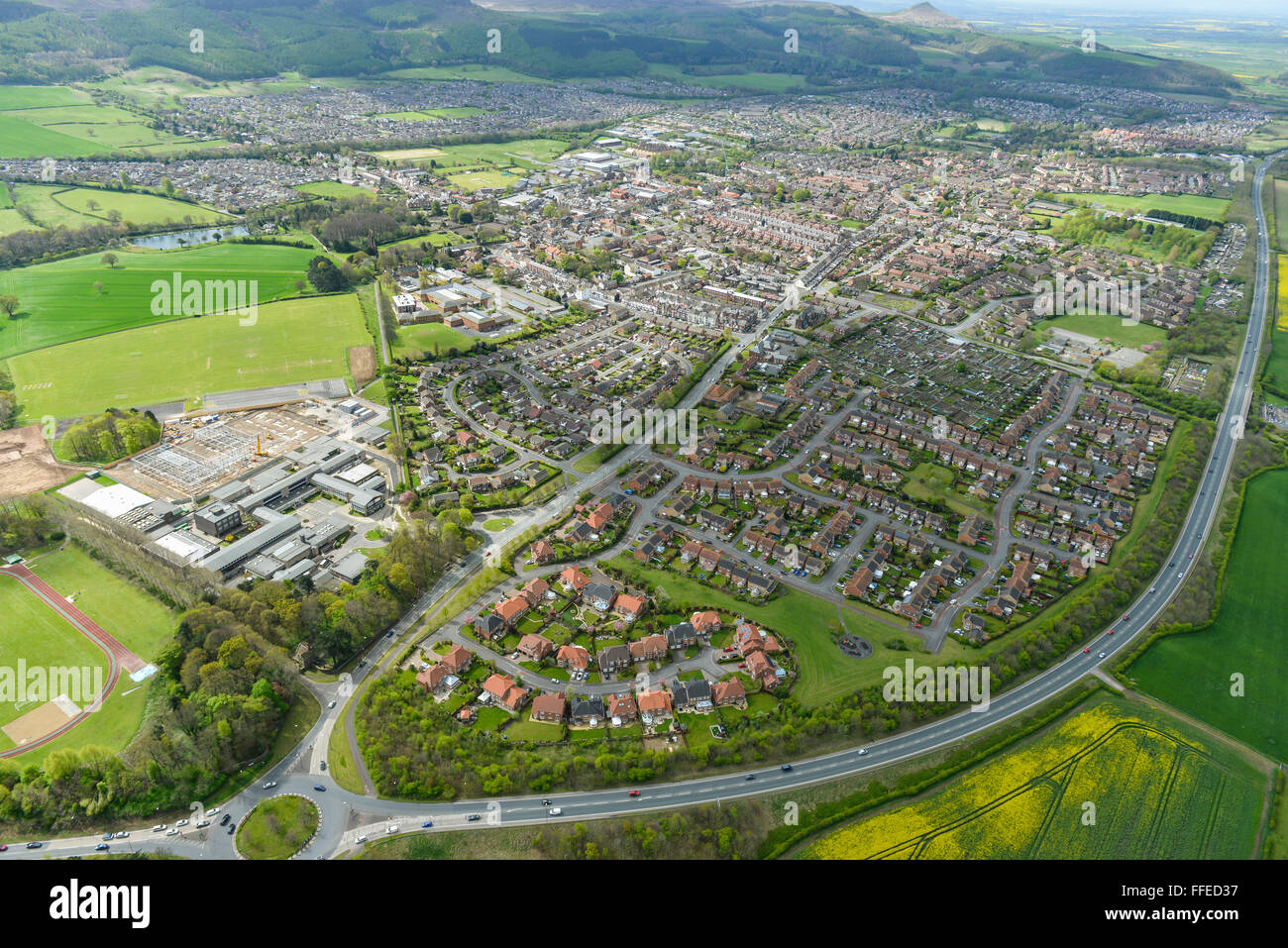 An aerial view of the town of Guisborough, North Yorkshire Stock Photo ...
