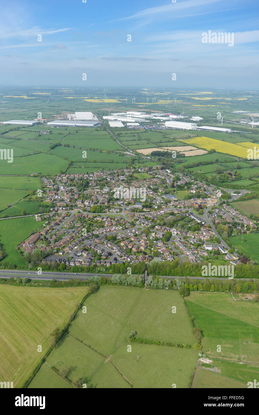 An aerial view of the Northamptonshire village of Kilsby Stock Photo ...