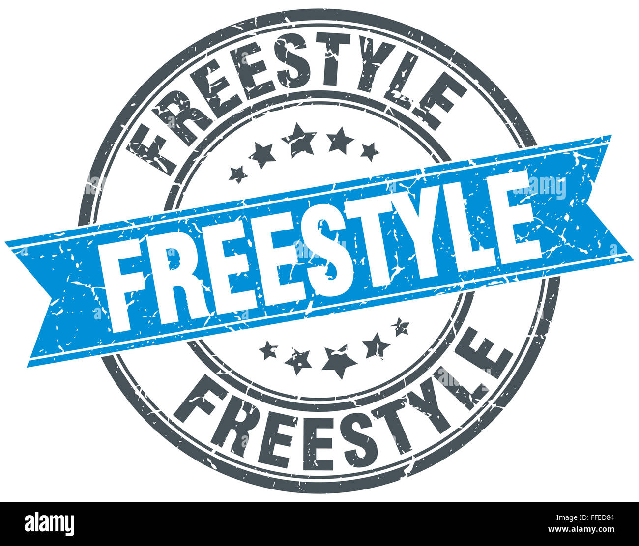 freestyle blue round grunge vintage ribbon stamp Stock Photo - Alamy