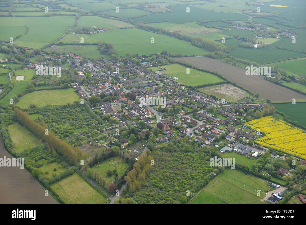 An aerial view of the Suffolk village of Laxfield Stock Photo - Alamy