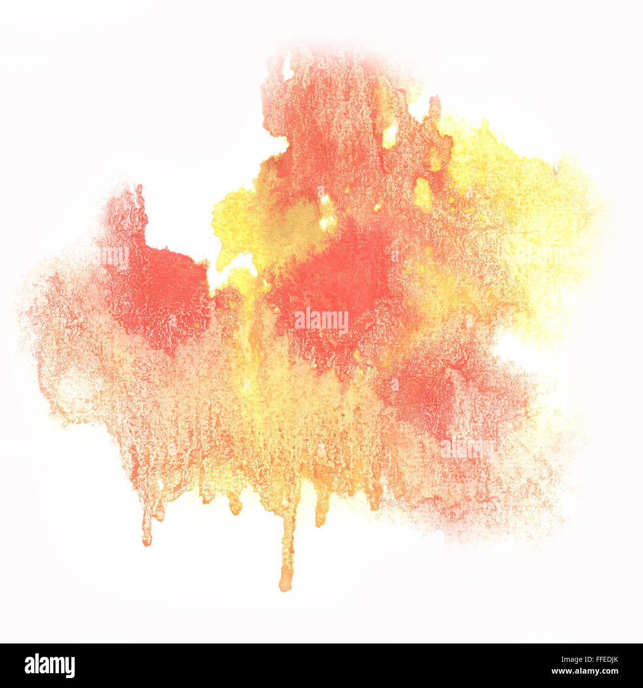 ink abstract yellow Red watercolor blot splash watercolour isolated on ...