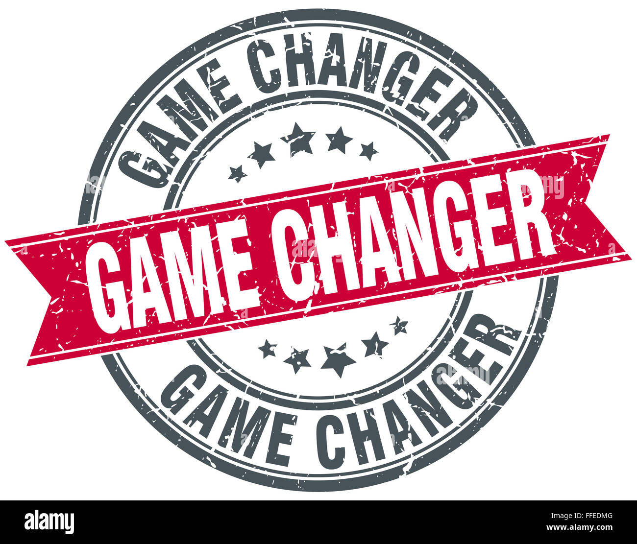 game changer red round grunge vintage ribbon stamp Stock Photo - Alamy