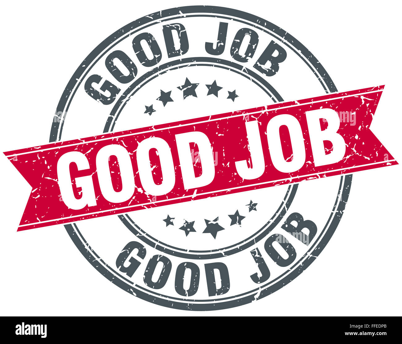 good job red round grunge vintage ribbon stamp Stock Photo - Alamy