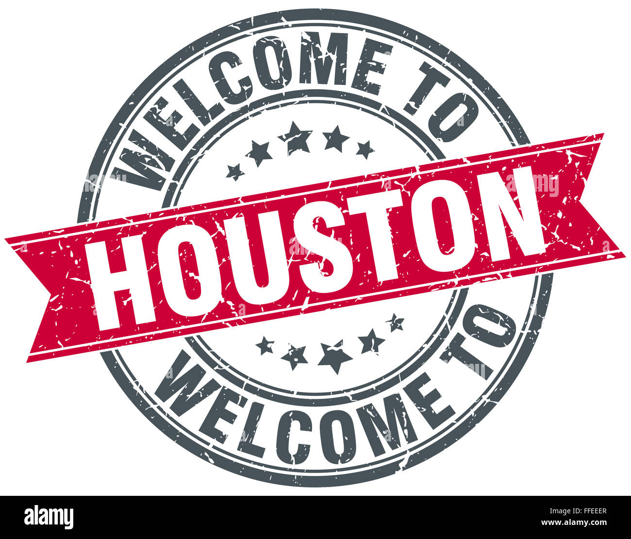 welcome to Houston red round vintage stamp Stock Photo - Alamy