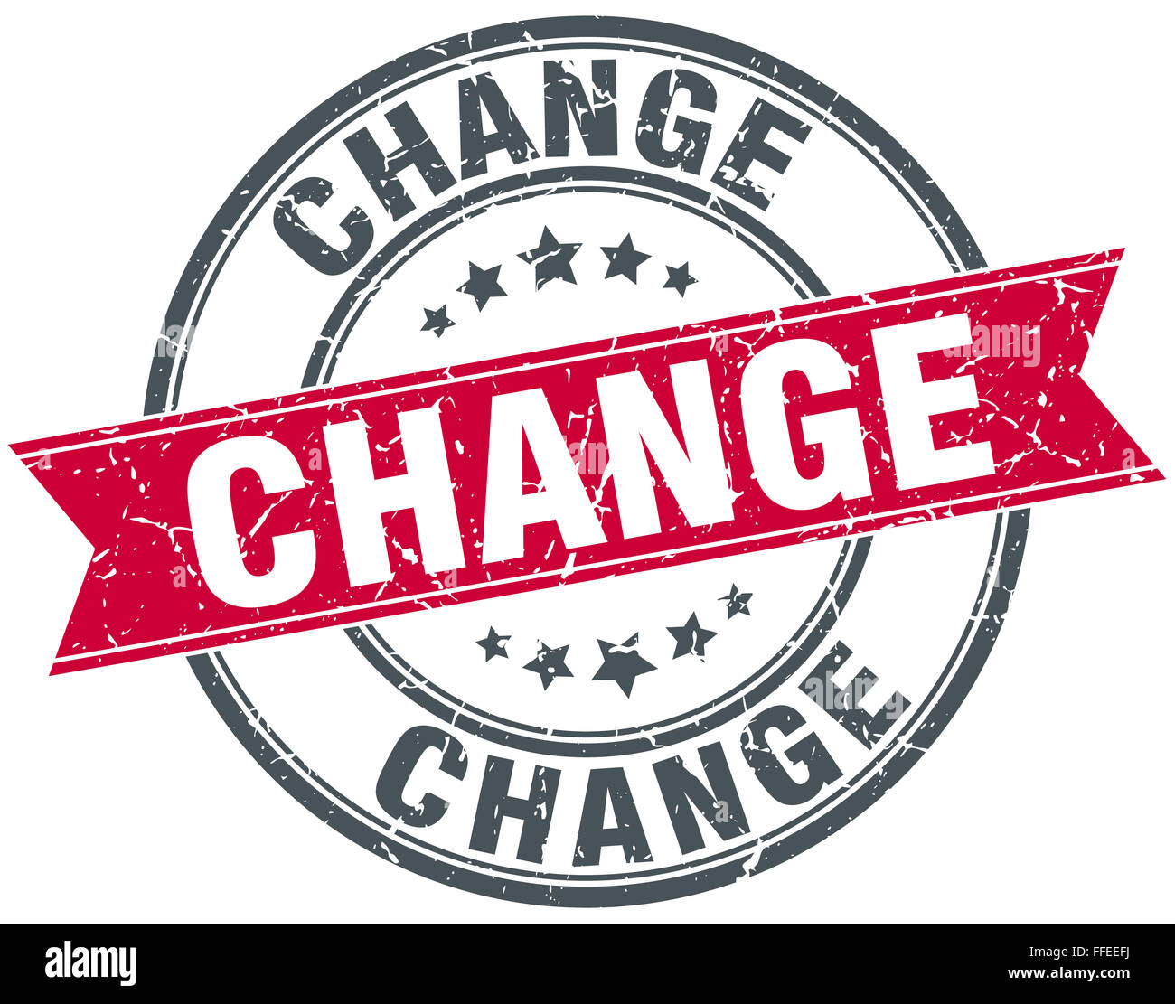 change red round grunge vintage ribbon stamp Stock Photo - Alamy