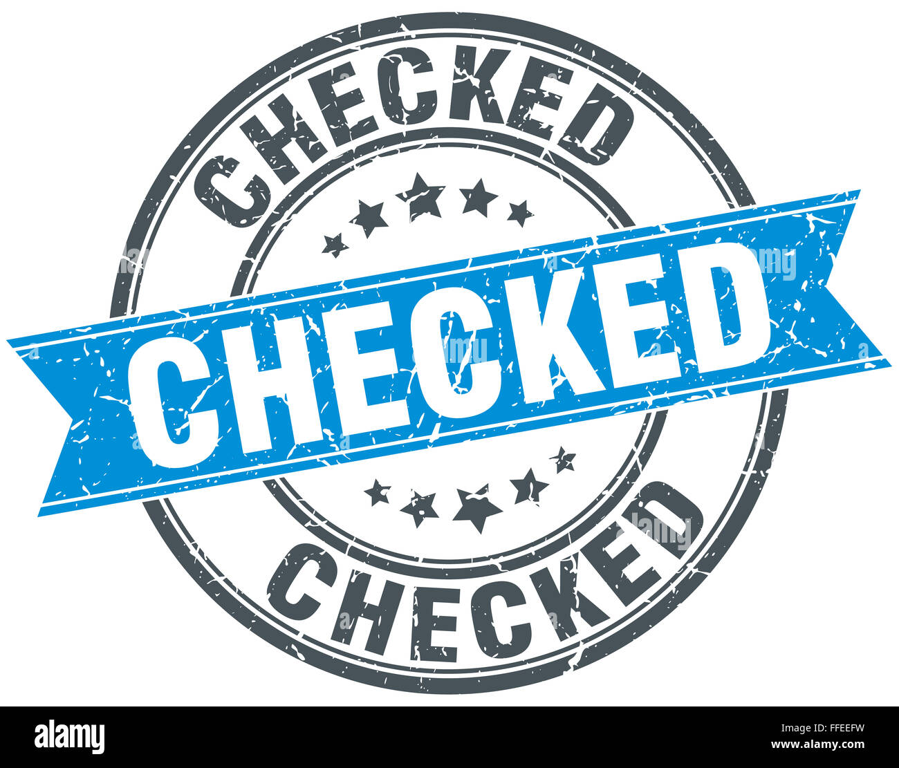 checked blue round grunge vintage ribbon stamp Stock Photo - Alamy