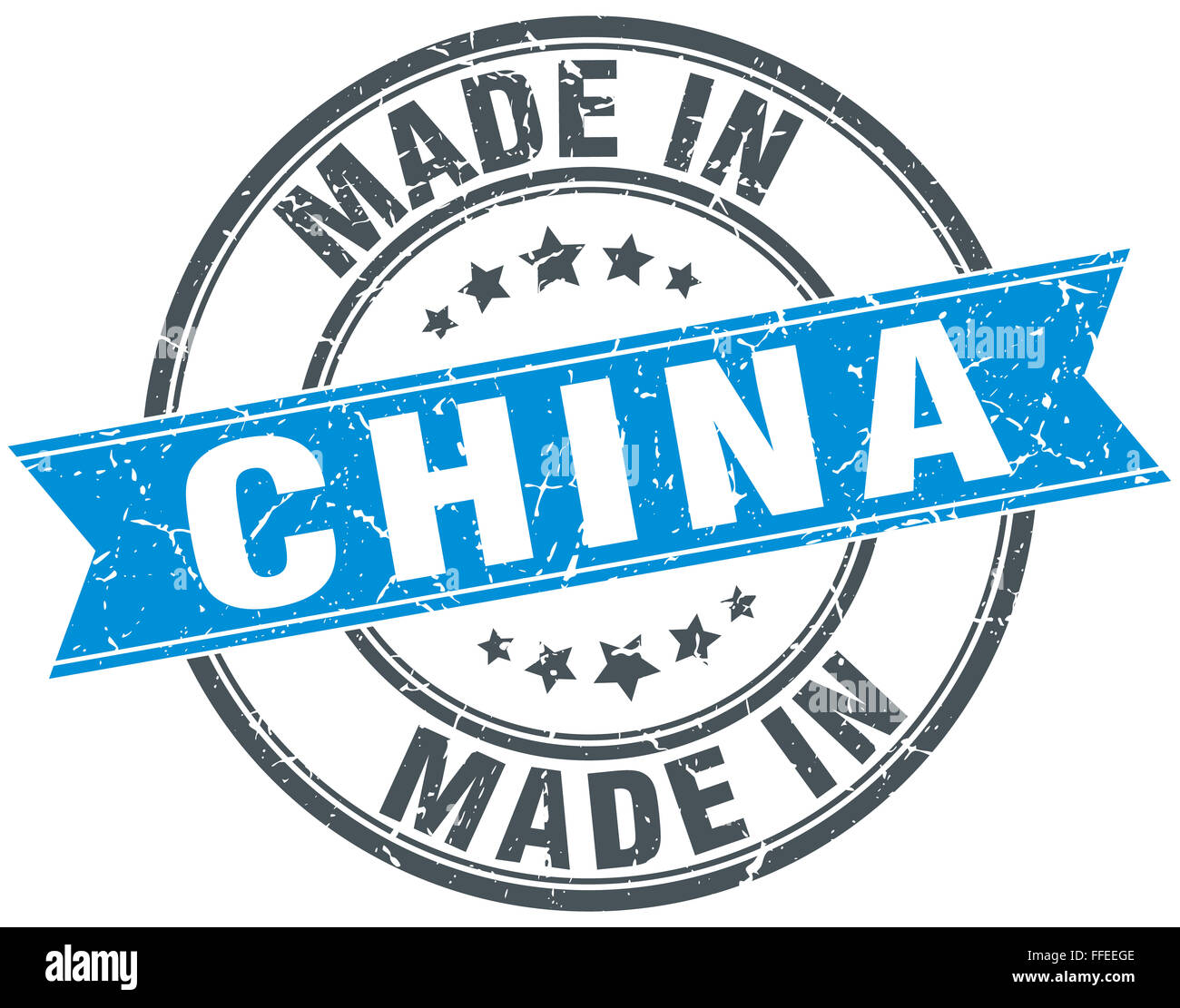 made in China blue round vintage stamp Stock Photo - Alamy