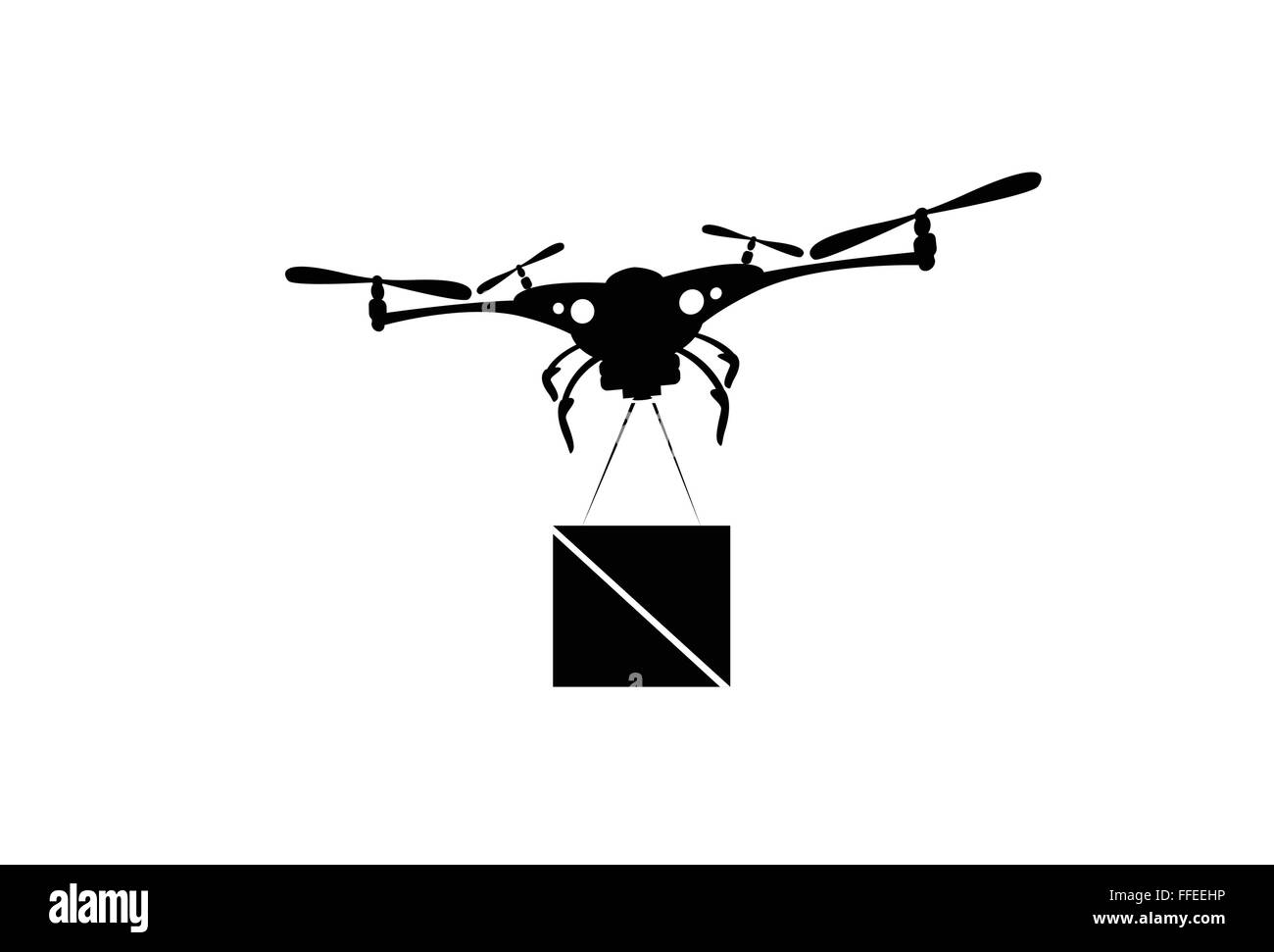 Drone Flying Delivery Air Package Shipment Carry Quadrocopter Isolated ...