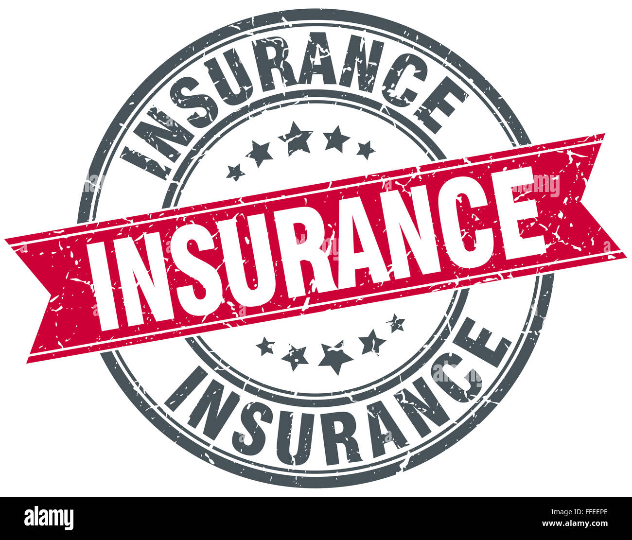 insurance red round grunge vintage ribbon stamp Stock Photo - Alamy