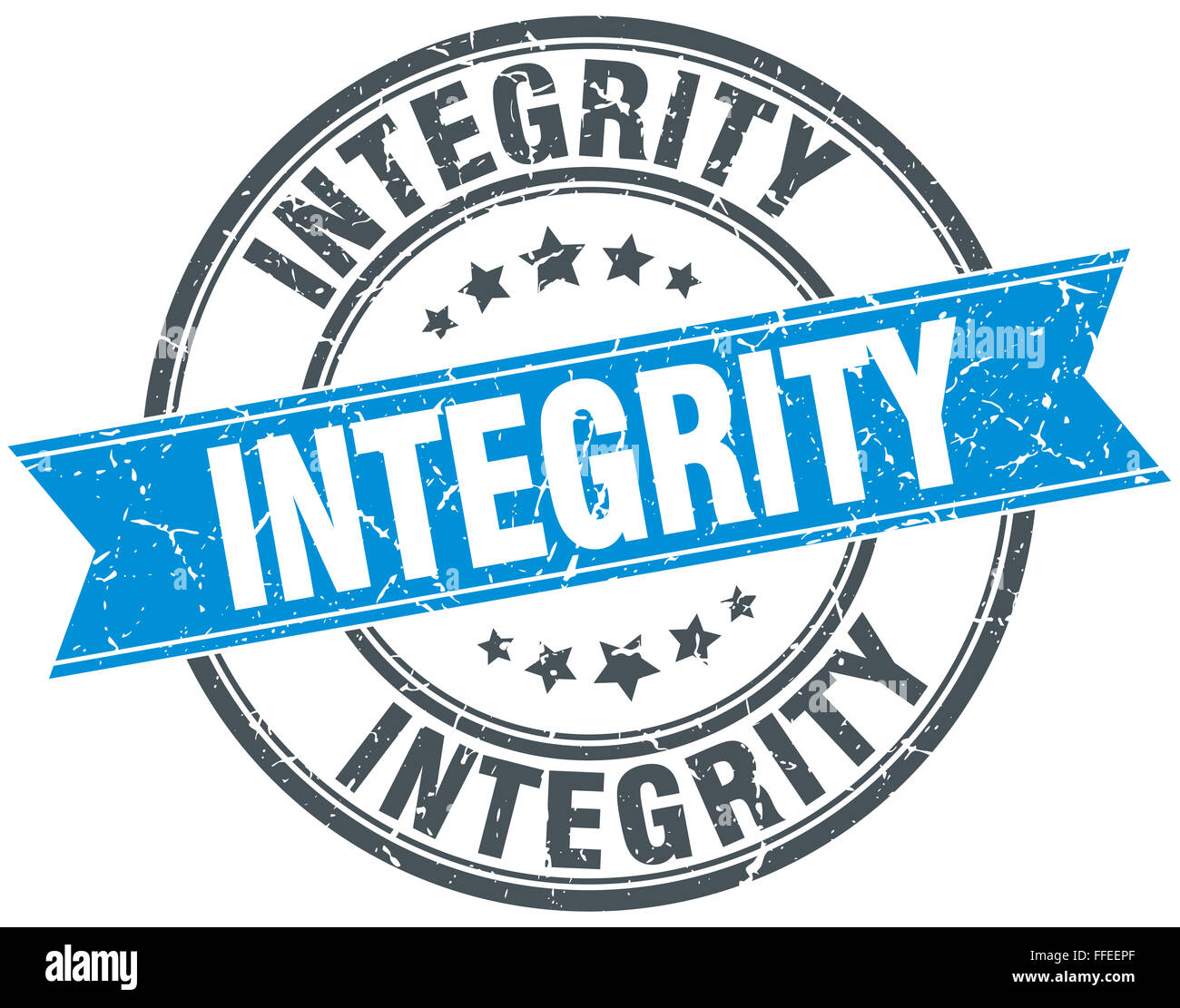 integrity blue round grunge vintage ribbon stamp Stock Photo - Alamy