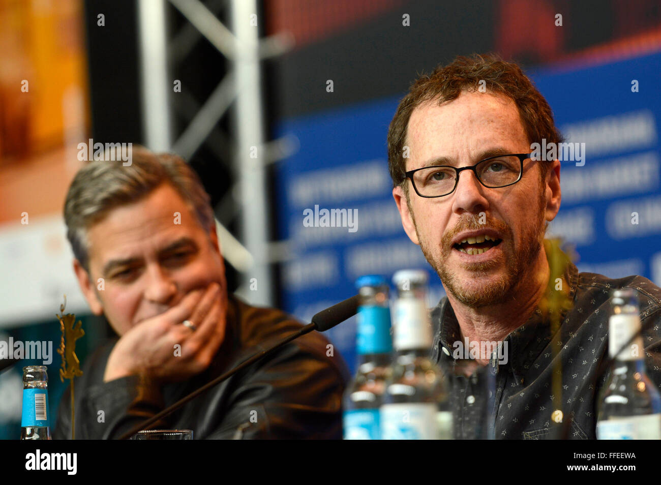 Berlin, Germany. 11th Feb, 2016. George Clooney and Ethan Coen during ...