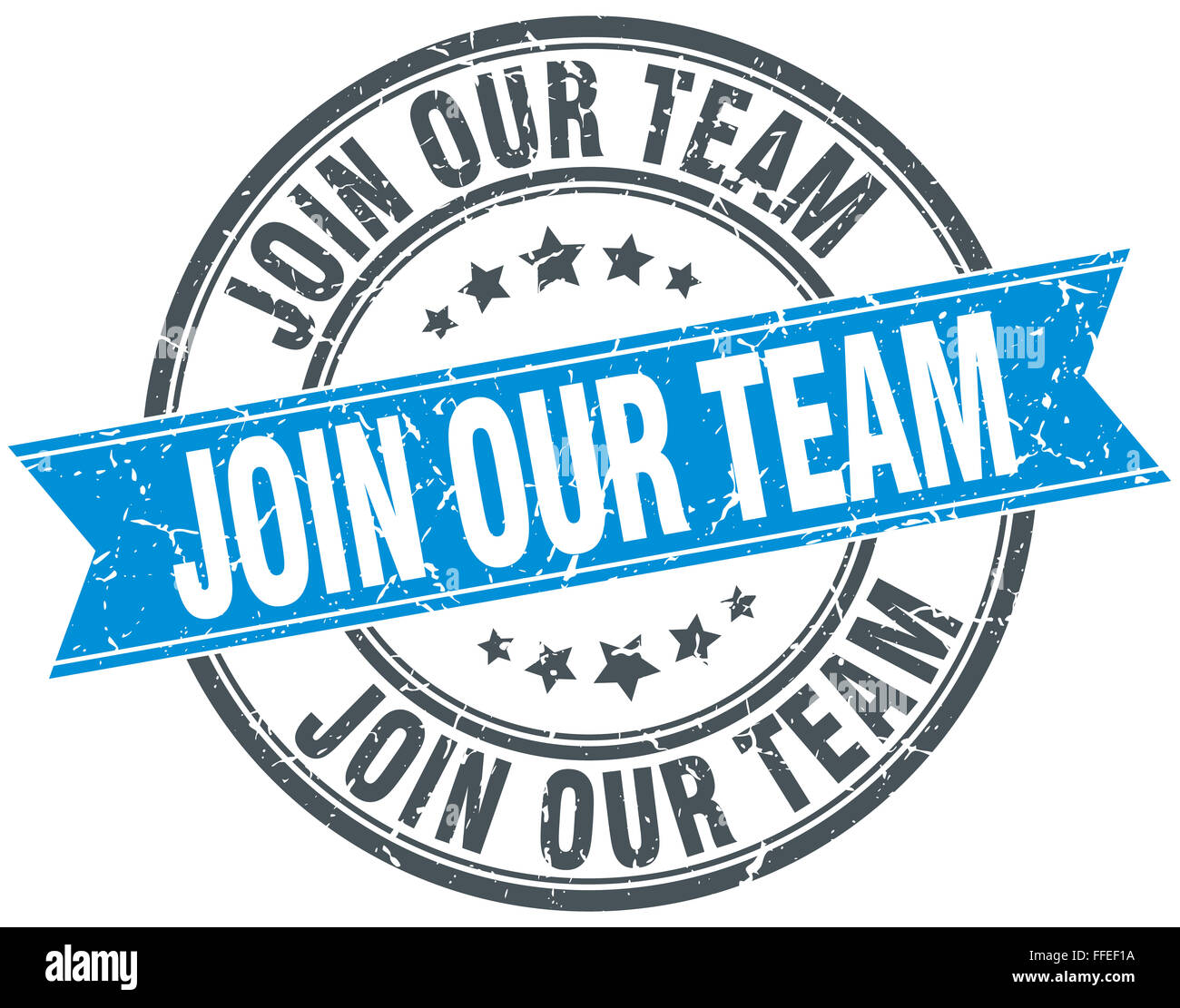 join our team blue round grunge vintage ribbon stamp Stock Photo - Alamy