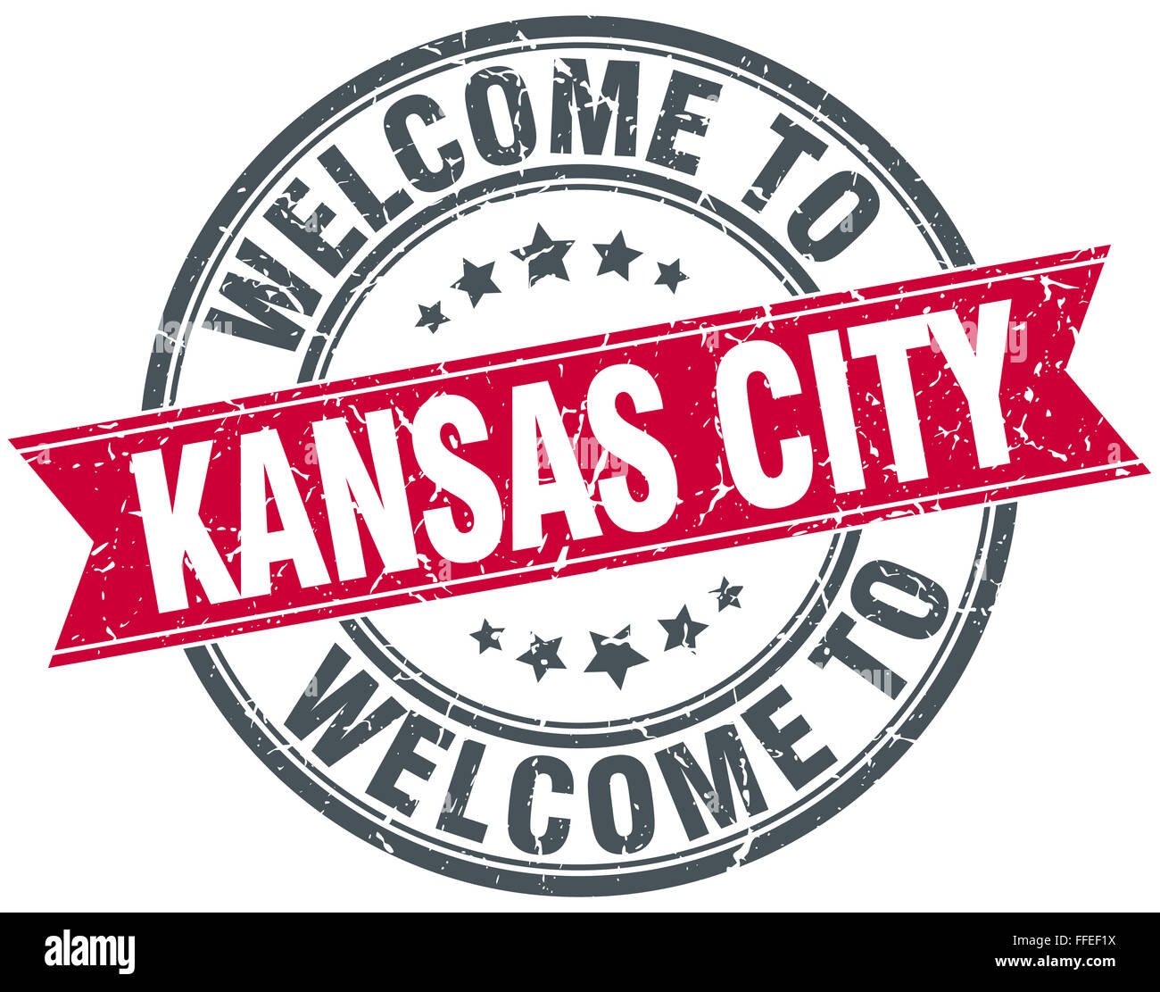 welcome to Kansas City red round vintage stamp Stock Photo - Alamy