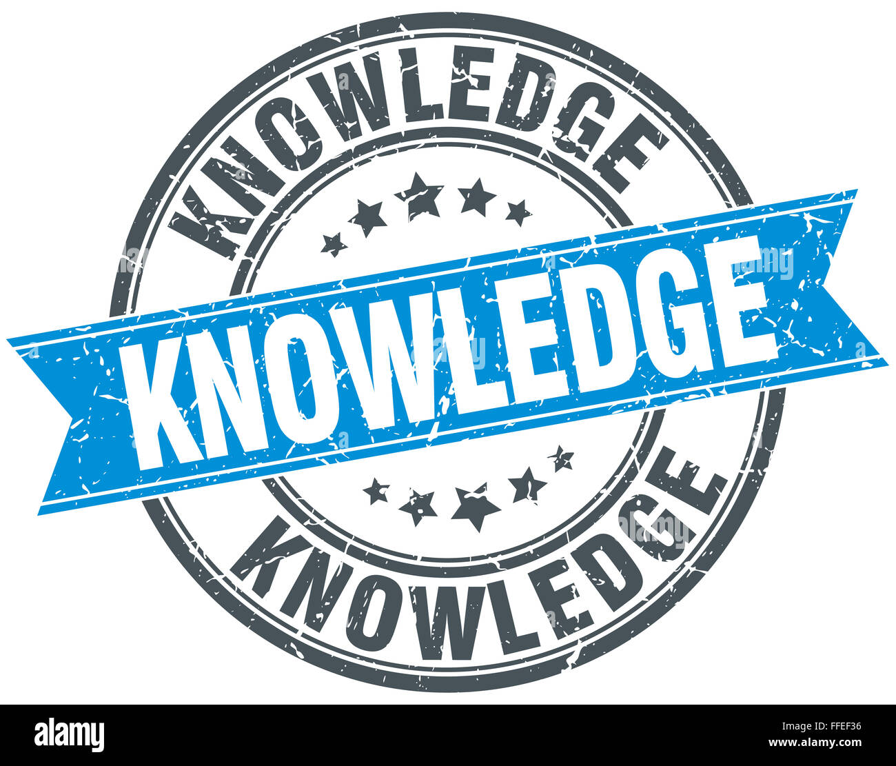 knowledge blue round grunge vintage ribbon stamp Stock Photo - Alamy