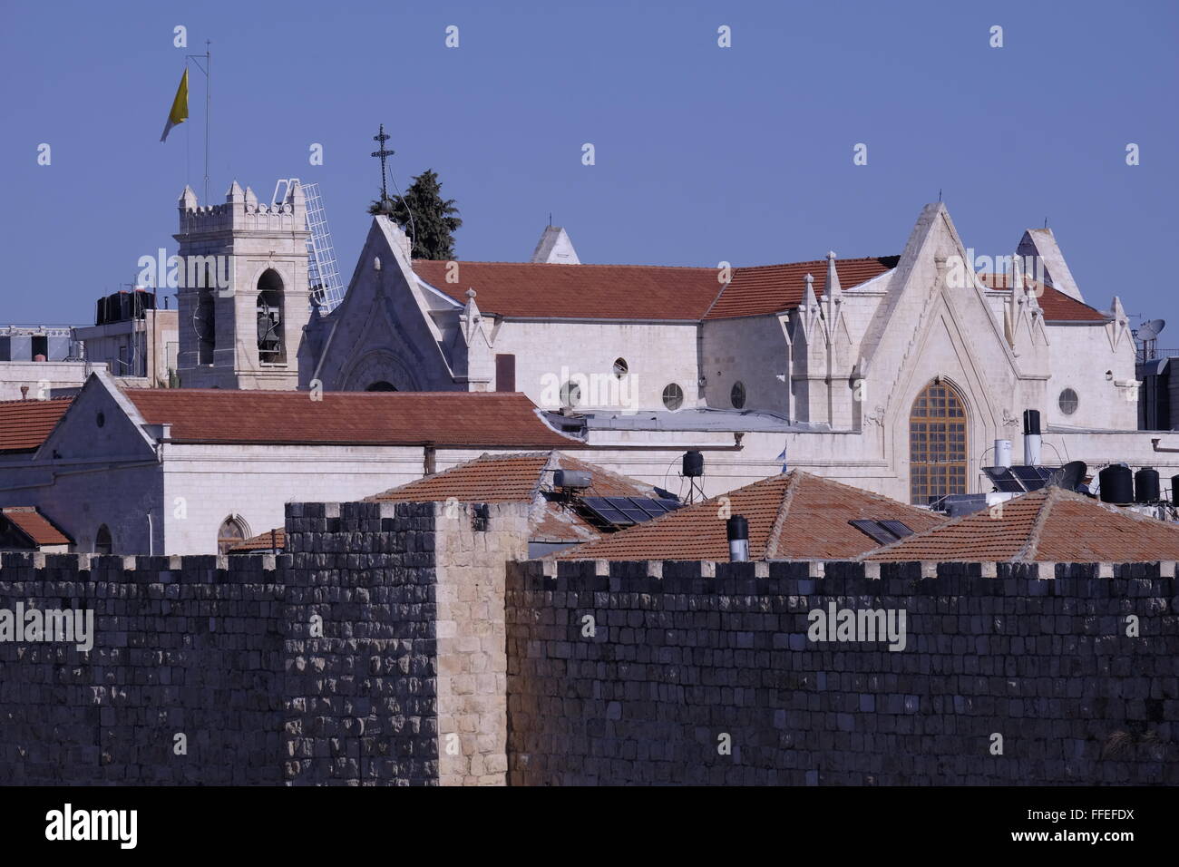 View of the turret and gables of the Co-Cathedral of the Most Holy Name ...