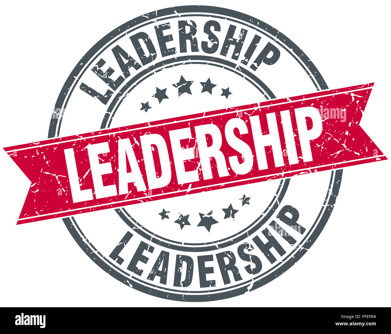 leadership red round grunge vintage ribbon stamp Stock Photo - Alamy
