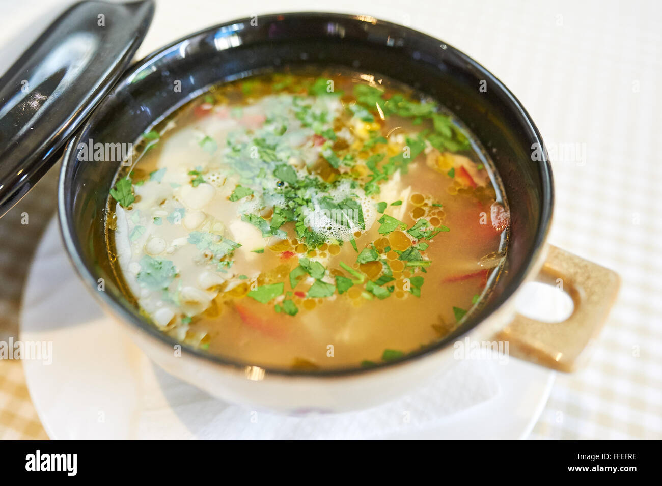 vegetable soup at a restaurant. ready to be in menu Stock Photo - Alamy