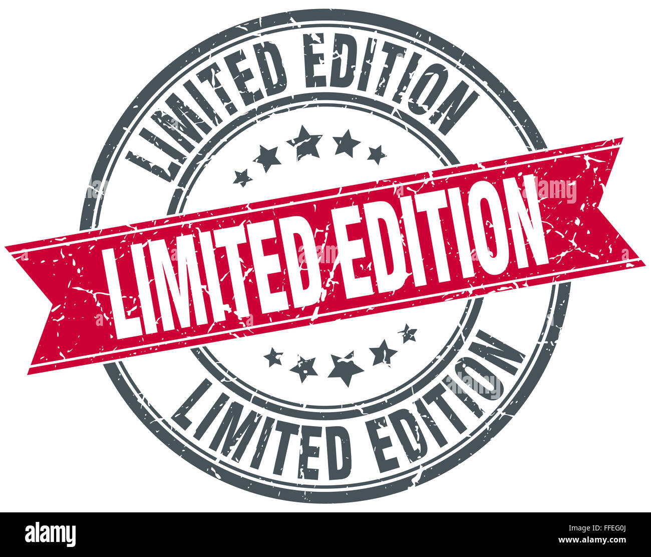 limited edition red round grunge vintage ribbon stamp Stock Photo - Alamy