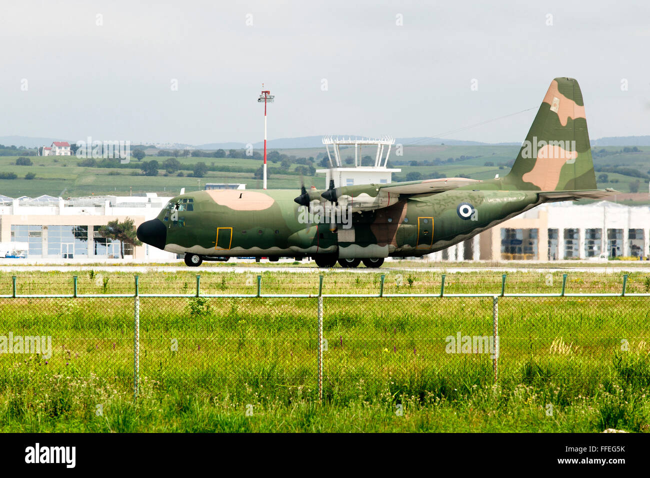 Military aircraft C-130 Hercules, for transportation of personnel ...