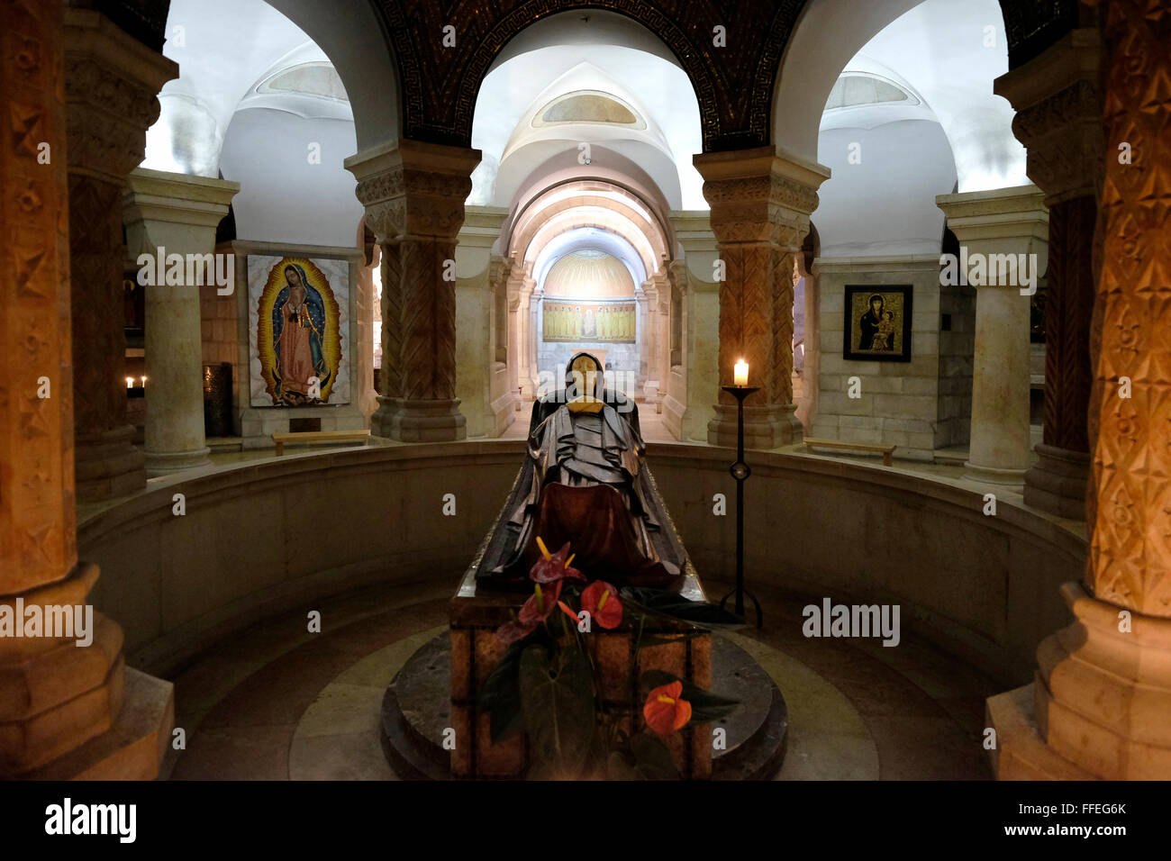 Effigy of Virgin Mary asleep on her deathbed made of cherry wood and ...