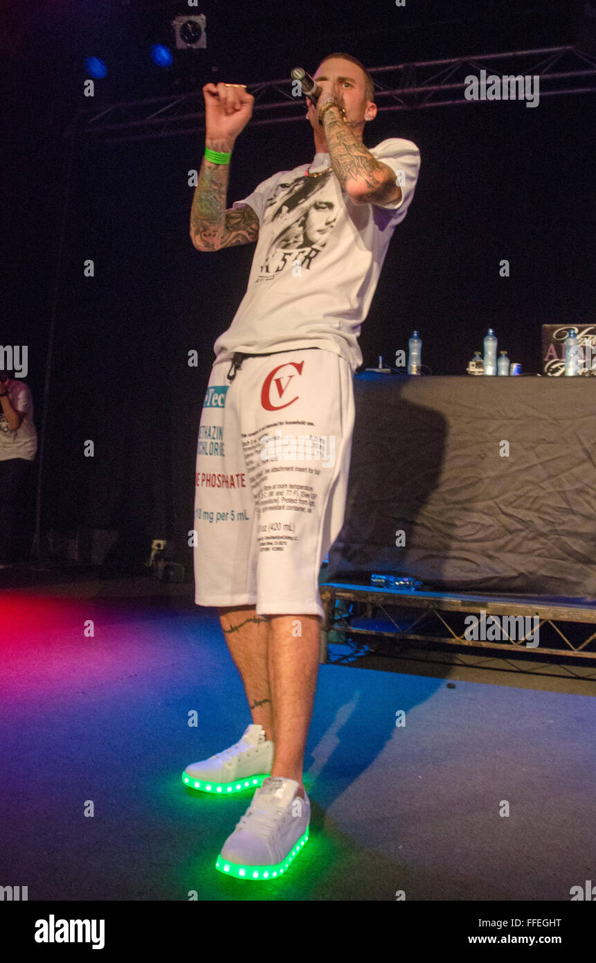 Sydney, Australia. 12th February, 2016. Australian rapper Kerser ...