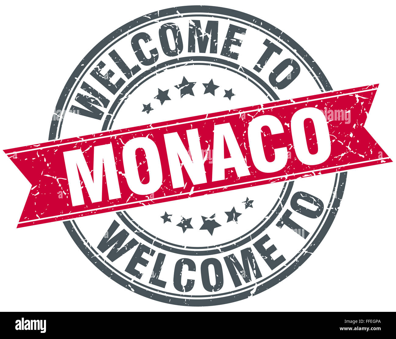 welcome to Monaco red round vintage stamp Stock Photo - Alamy