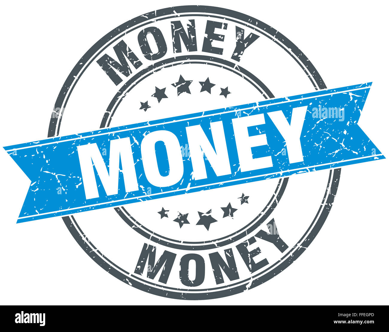 money blue round grunge vintage ribbon stamp Stock Photo - Alamy
