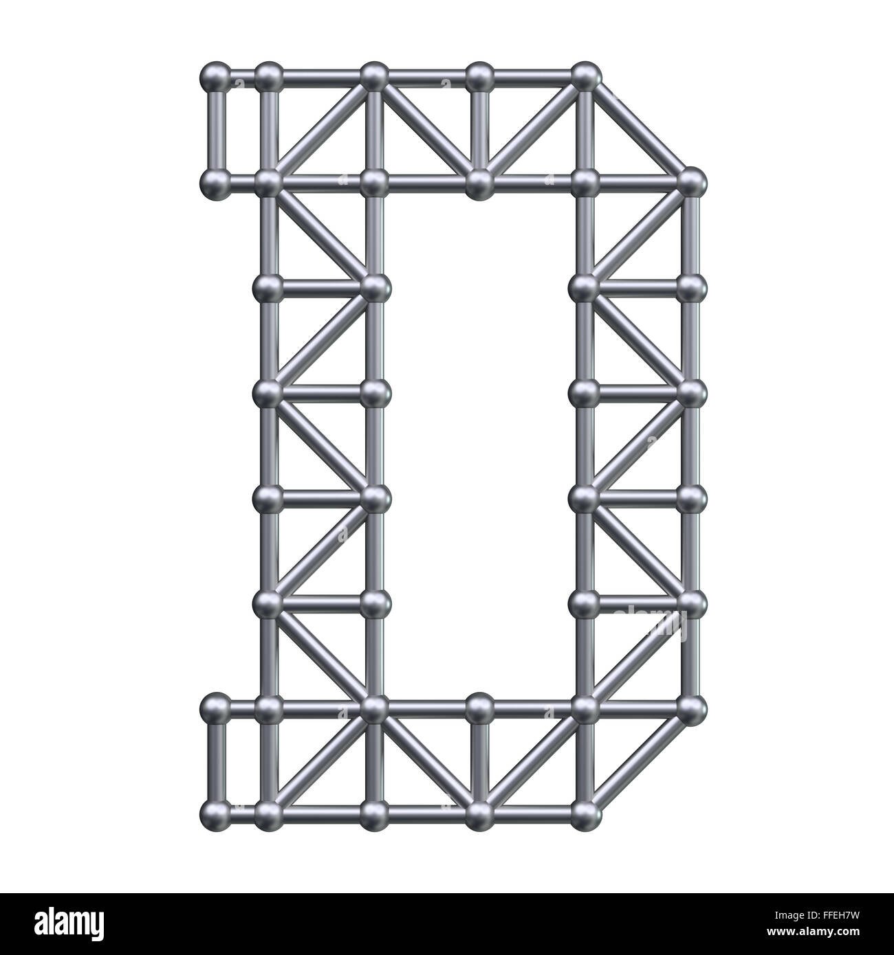 Metal structure alphabet letter D. 3D render Stock Photo - Alamy