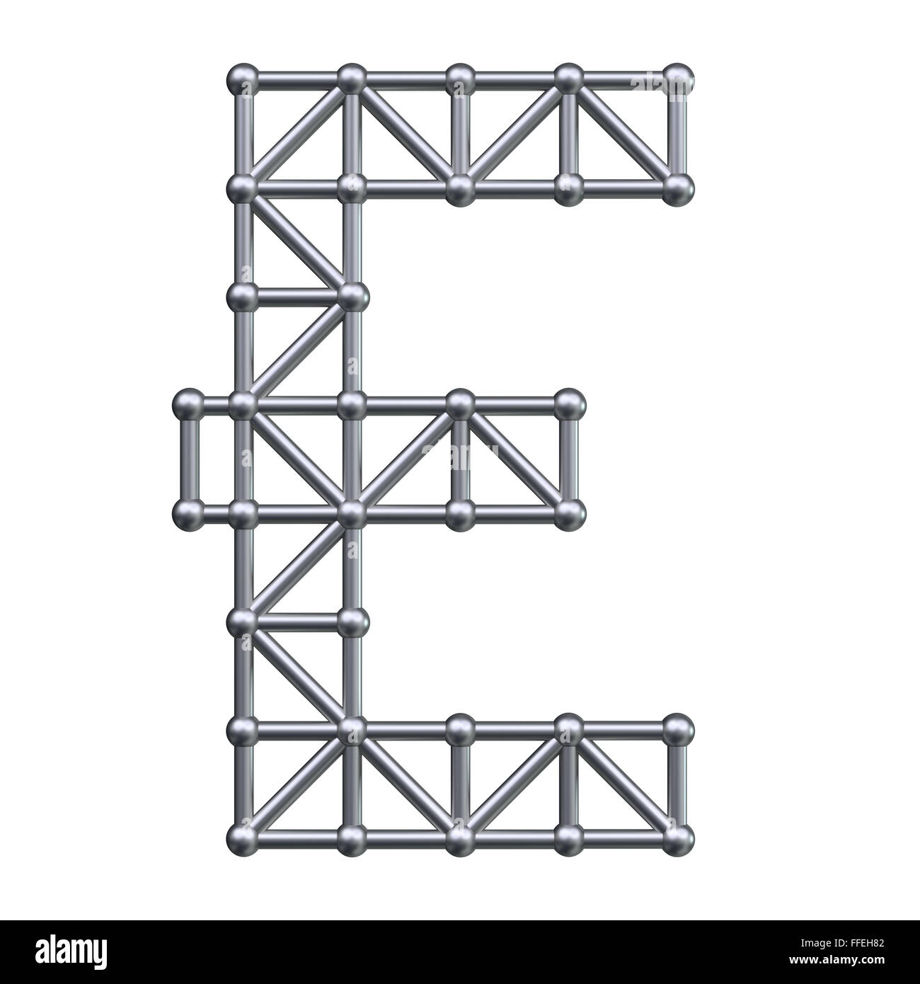 Metal structure alphabet letter E. 3D render Stock Photo - Alamy