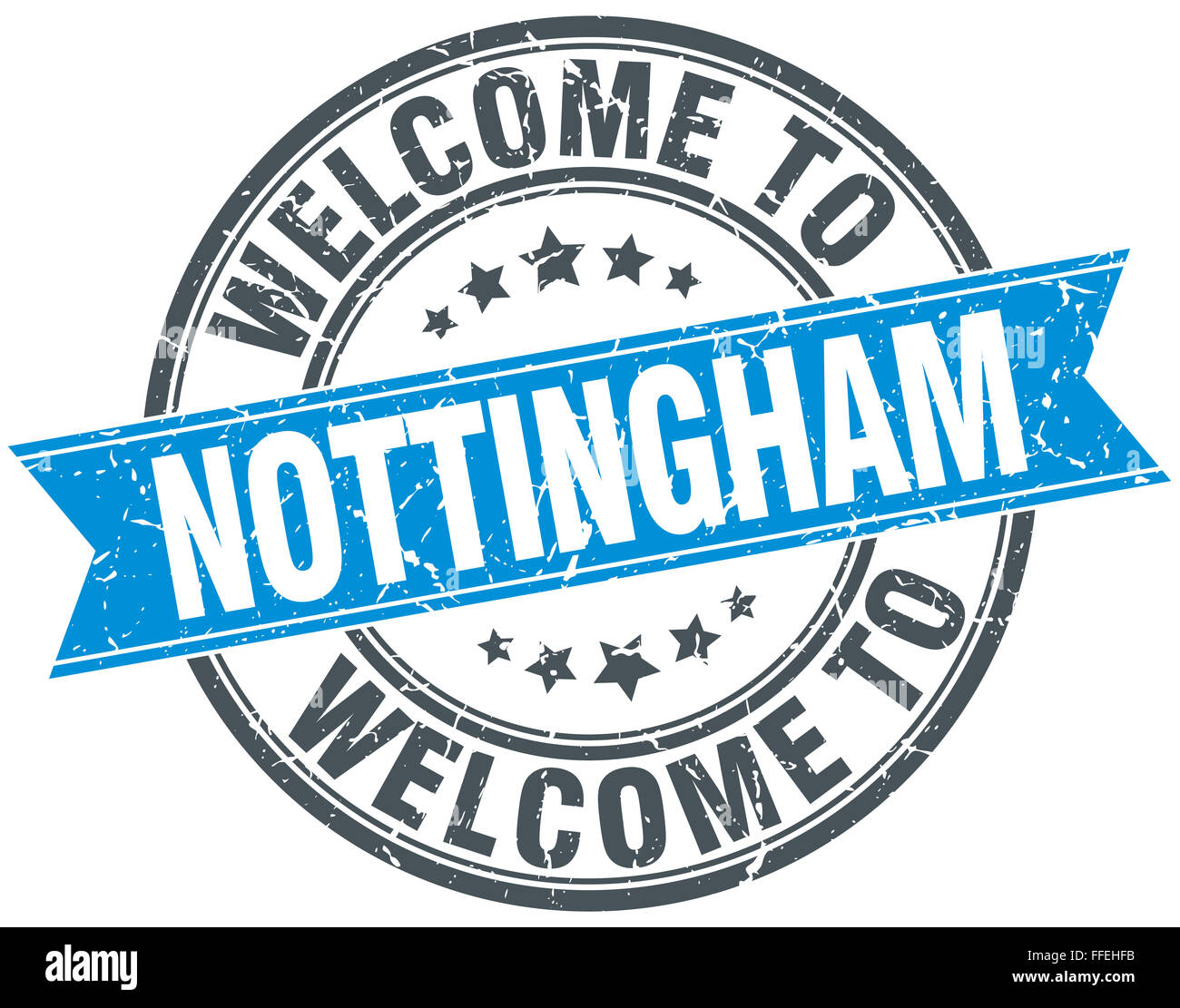 welcome to Nottingham blue round vintage stamp Stock Photo - Alamy