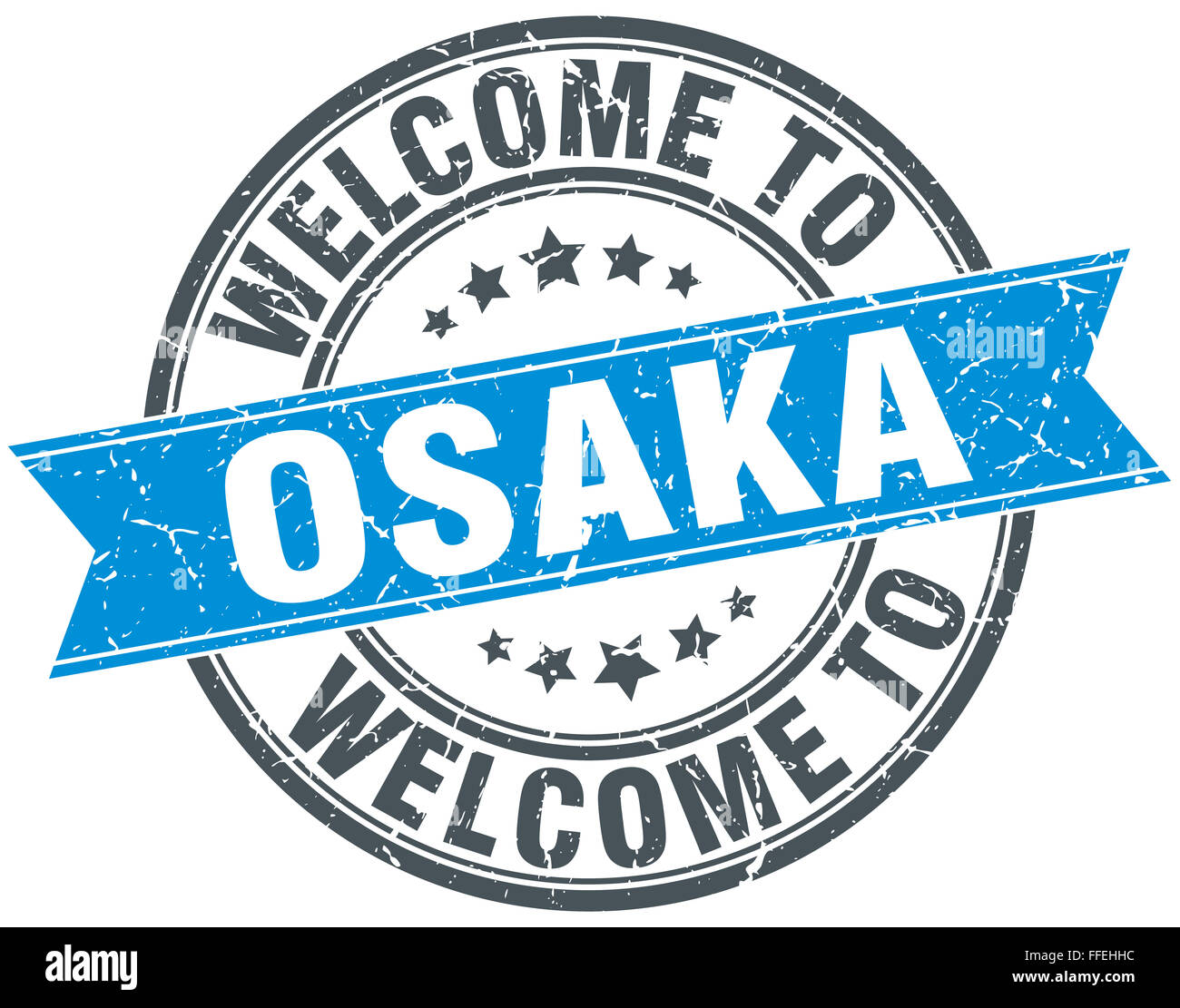 welcome to Osaka blue round vintage stamp Stock Photo - Alamy