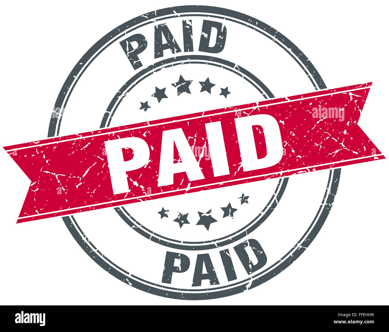 paid red round grunge vintage ribbon stamp Stock Photo - Alamy