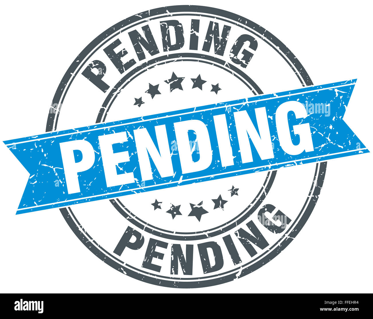 pending blue round grunge vintage ribbon stamp Stock Photo - Alamy