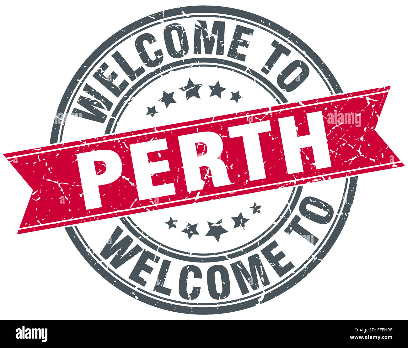 welcome to Perth red round vintage stamp Stock Photo - Alamy