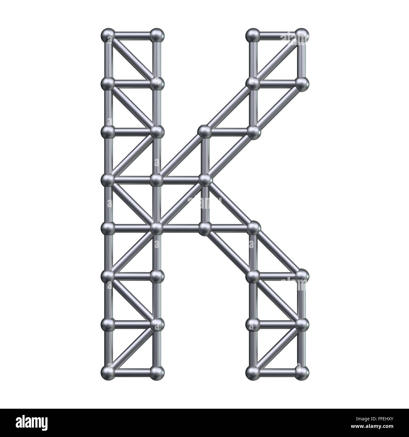 Metal structure alphabet letter K. 3D render Stock Photo - Alamy