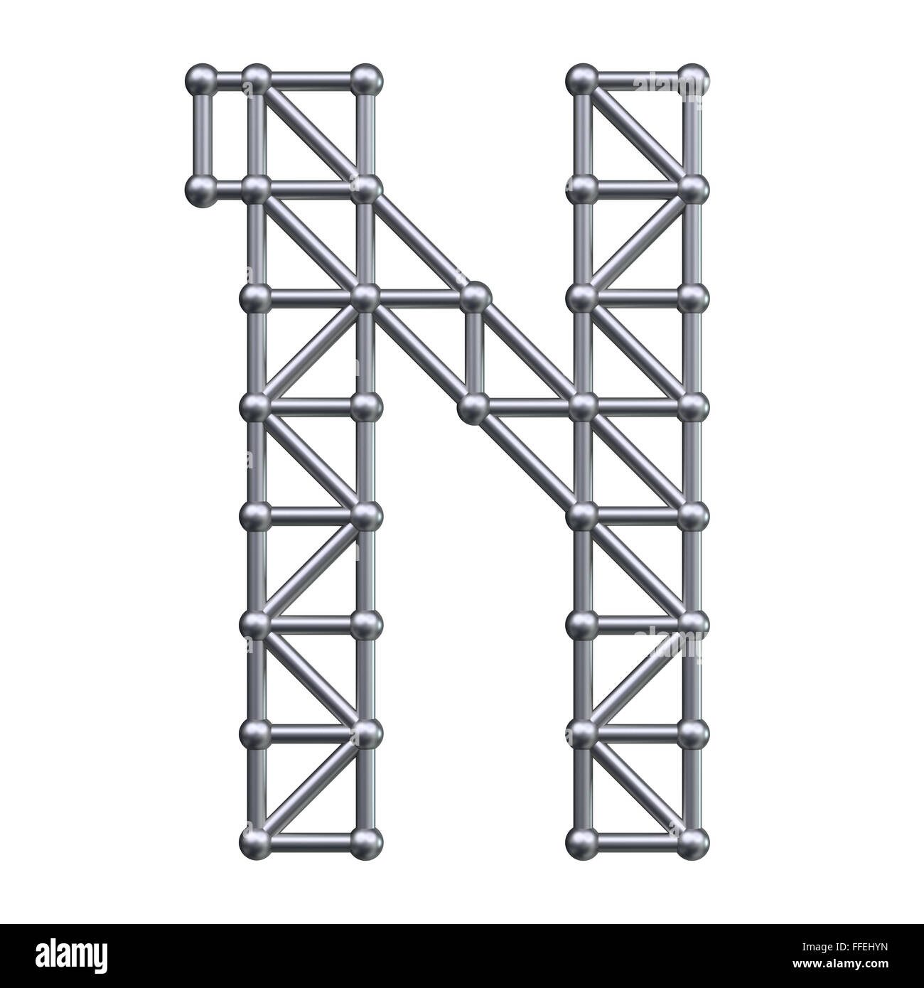 Metal structure alphabet letter N. 3D render Stock Photo - Alamy