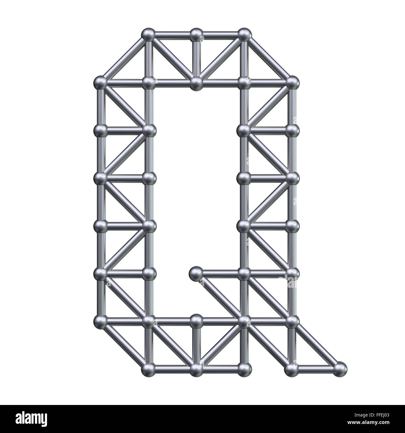 Metal structure alphabet letter Q. 3D render Stock Photo - Alamy