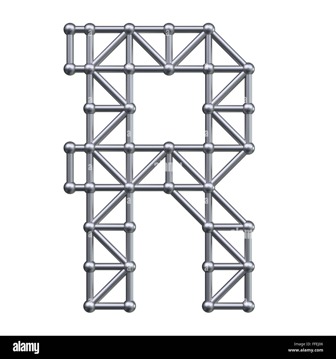 Metal structure alphabet letter R. 3D render Stock Photo - Alamy