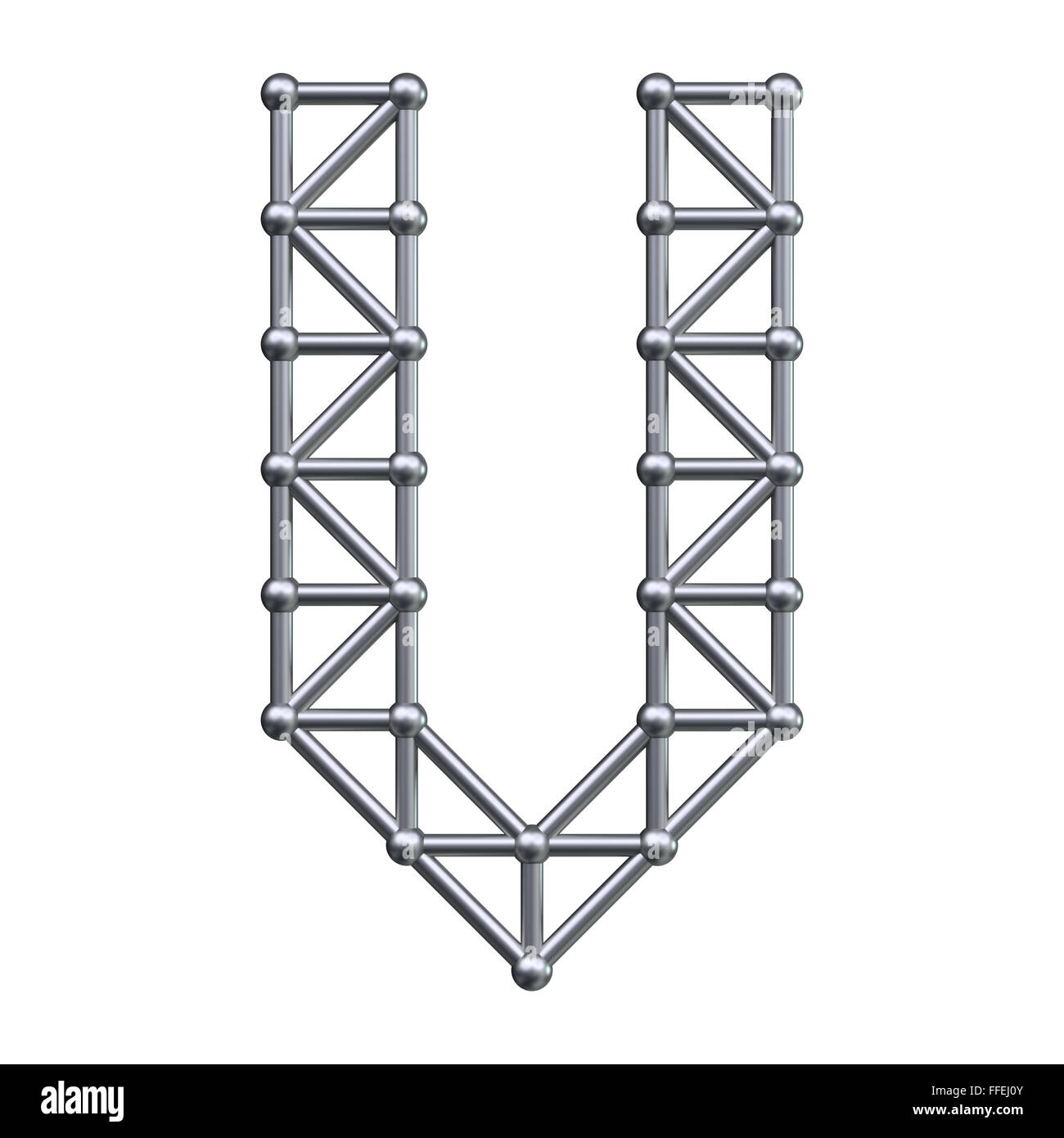 Metal structure alphabet letter V. 3D render Stock Photo - Alamy