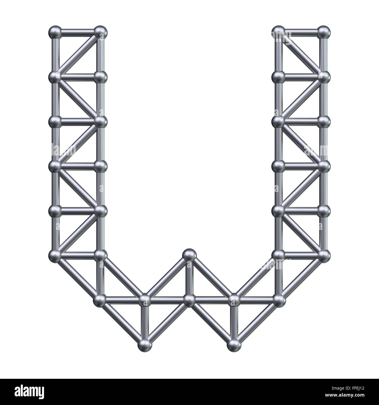 Metal structure alphabet letter W. 3D render Stock Photo - Alamy