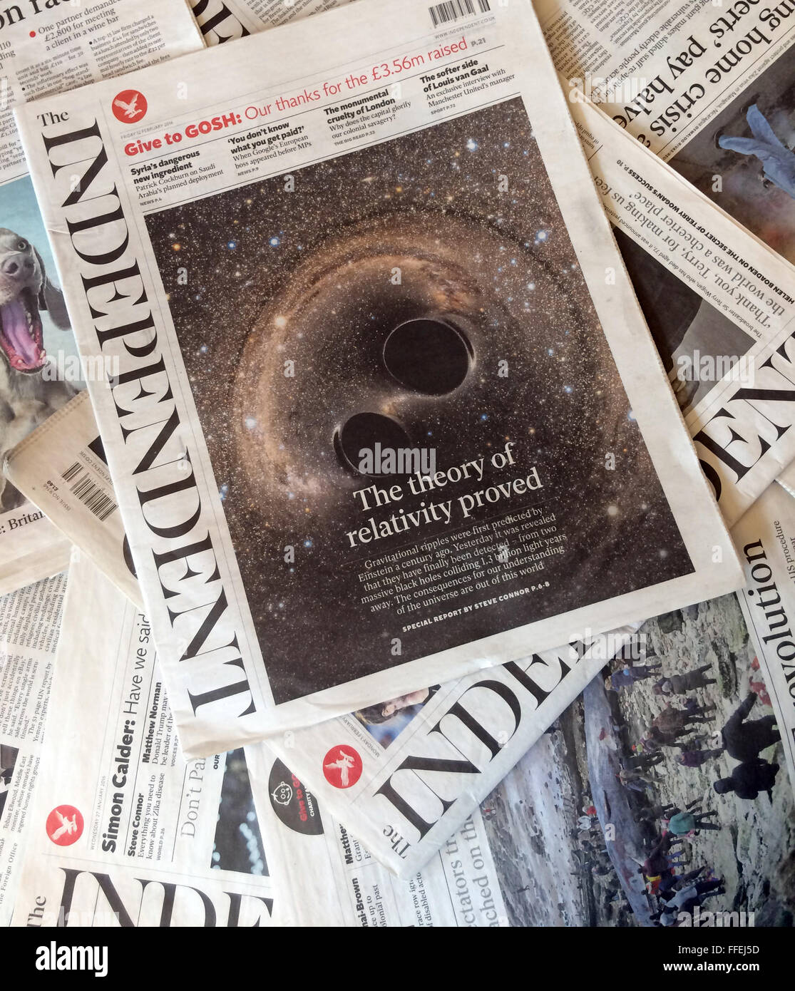 London, Great Britain. 12th Feb, 2016. ILLUSTRATION - Print editions of ...