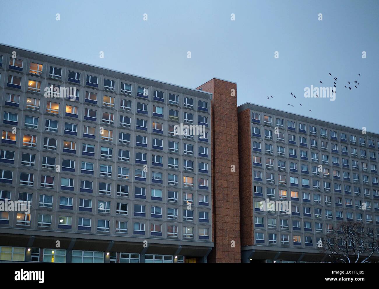 Old GDR-High buildings with flats are seen in the former East German ...