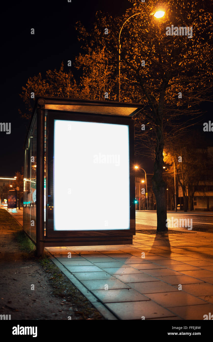 Bus Shelter Advertising At Night