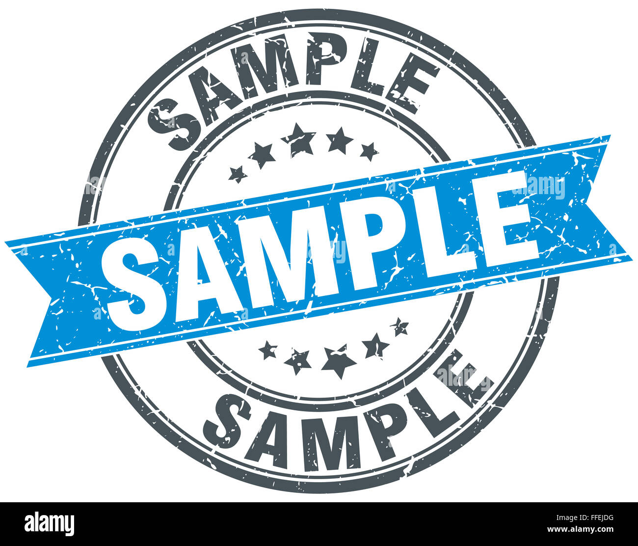 sample blue round grunge vintage ribbon stamp Stock Photo - Alamy