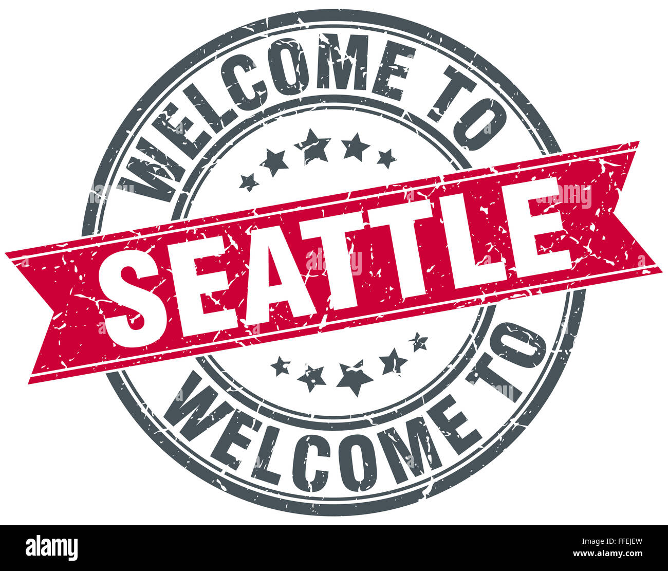 welcome to Seattle red round vintage stamp Stock Photo - Alamy