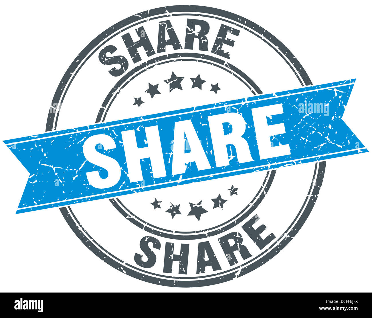 share blue round grunge vintage ribbon stamp Stock Photo - Alamy