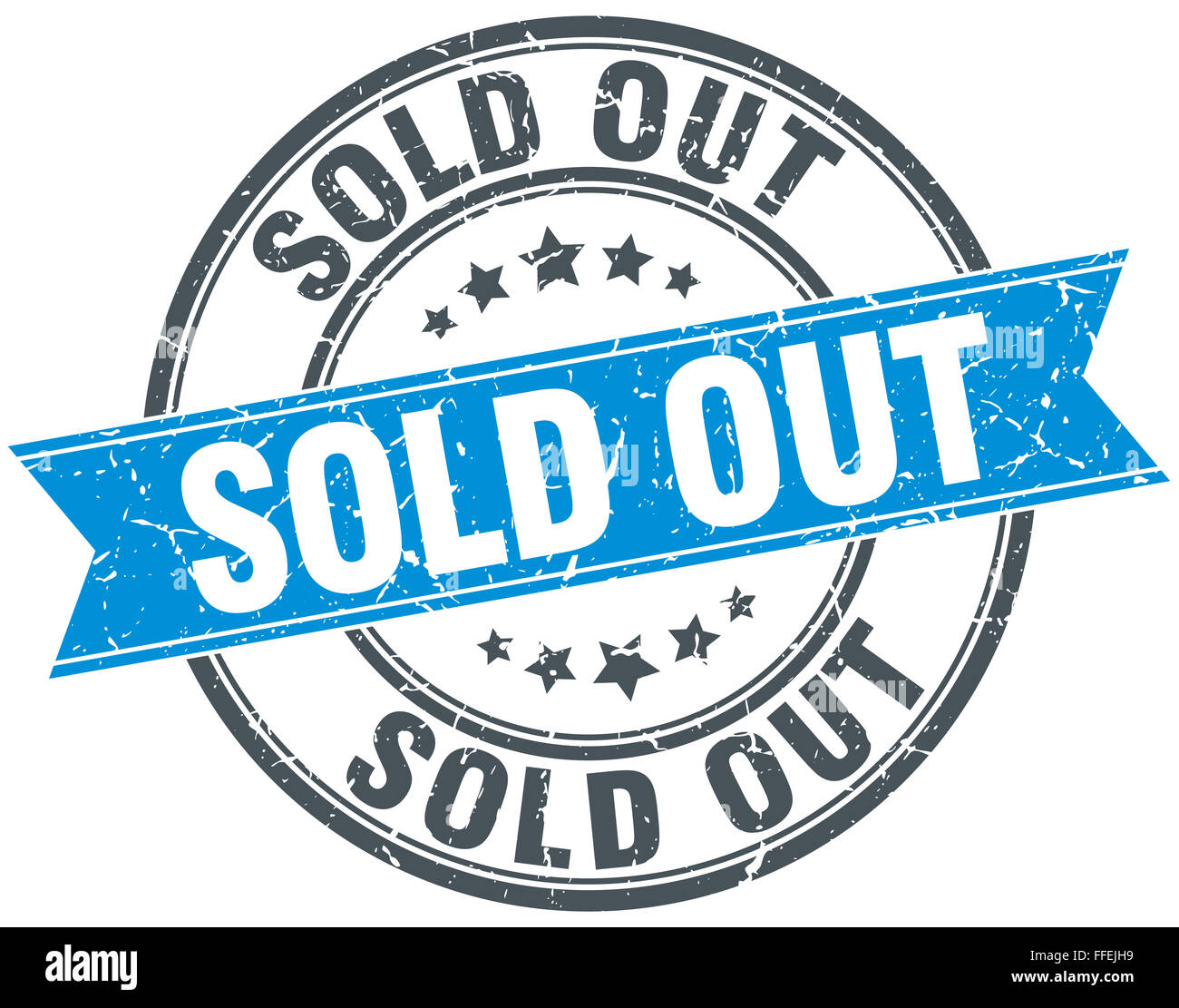 sold out blue round grunge vintage ribbon stamp Stock Photo - Alamy