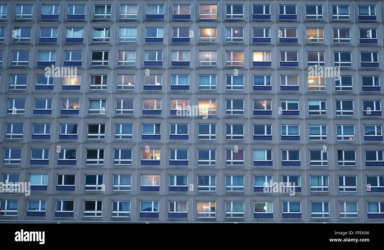 Old GDR-High buildings with flats are seen in the former East German ...
