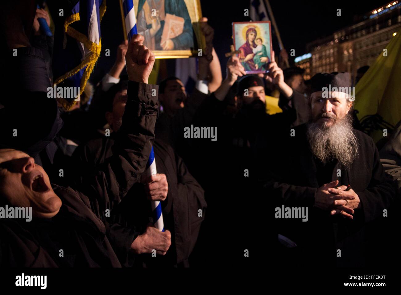 Greek-Orthodox prists and faithful Greeks protest against current Greek ...